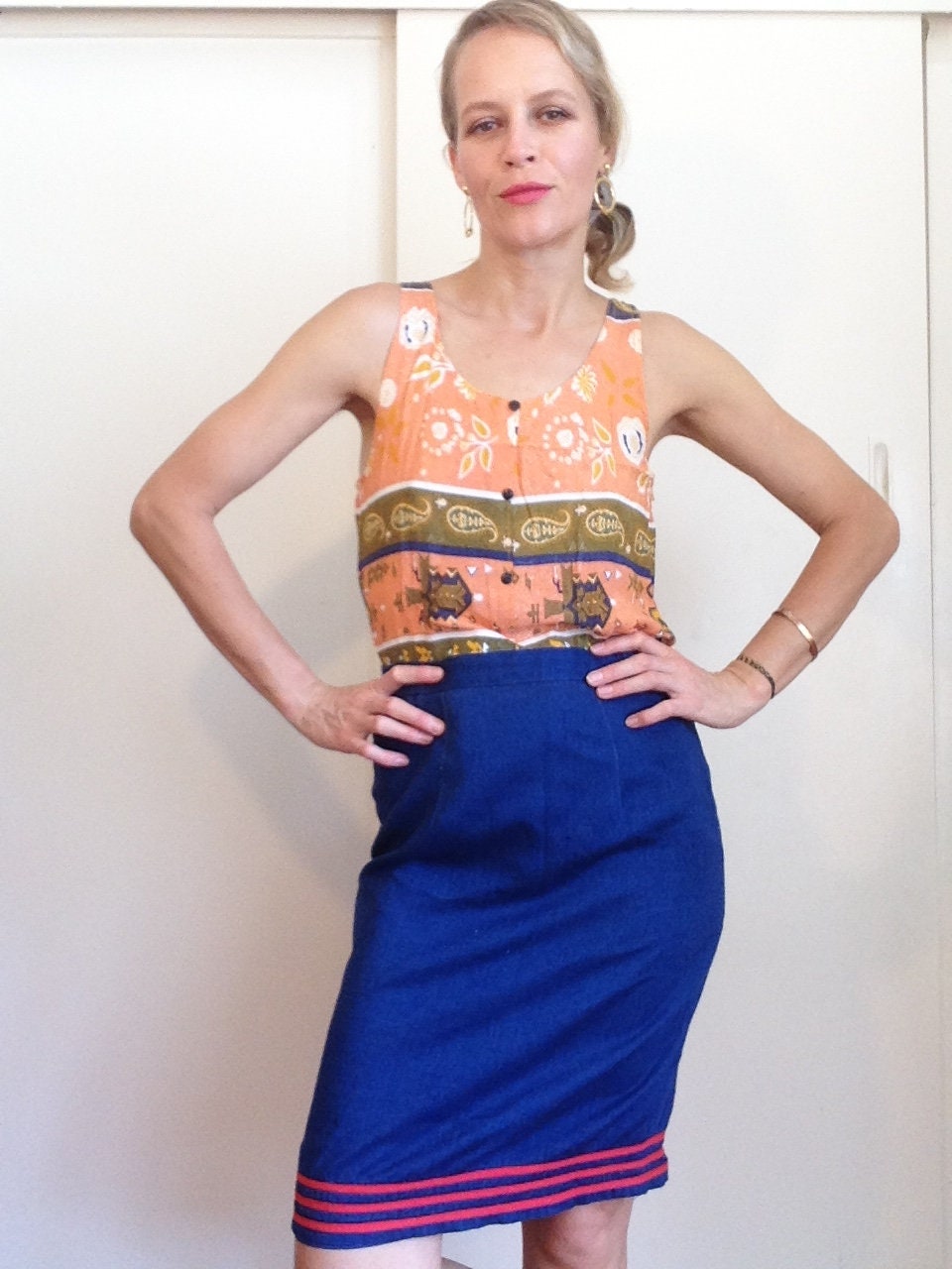 80s/90s Bohemian Tribal Earthy Singlet // Vintage Crop Top // Boho Tank ...