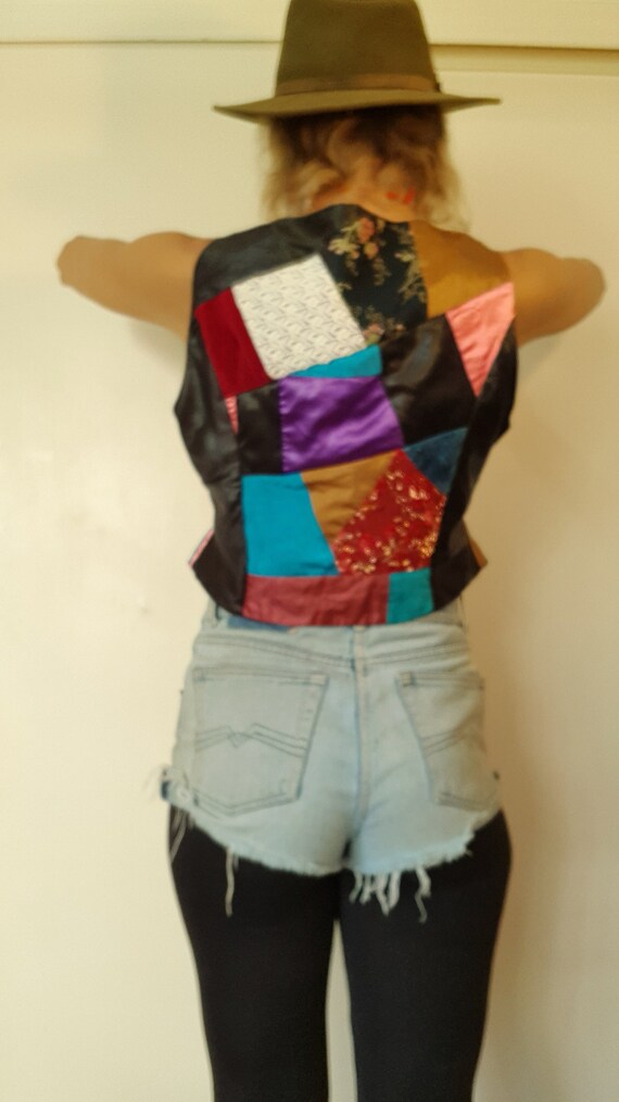 Vintage PATCHWORK GYPSY Vest // Texture Rich // Hippy… - Gem