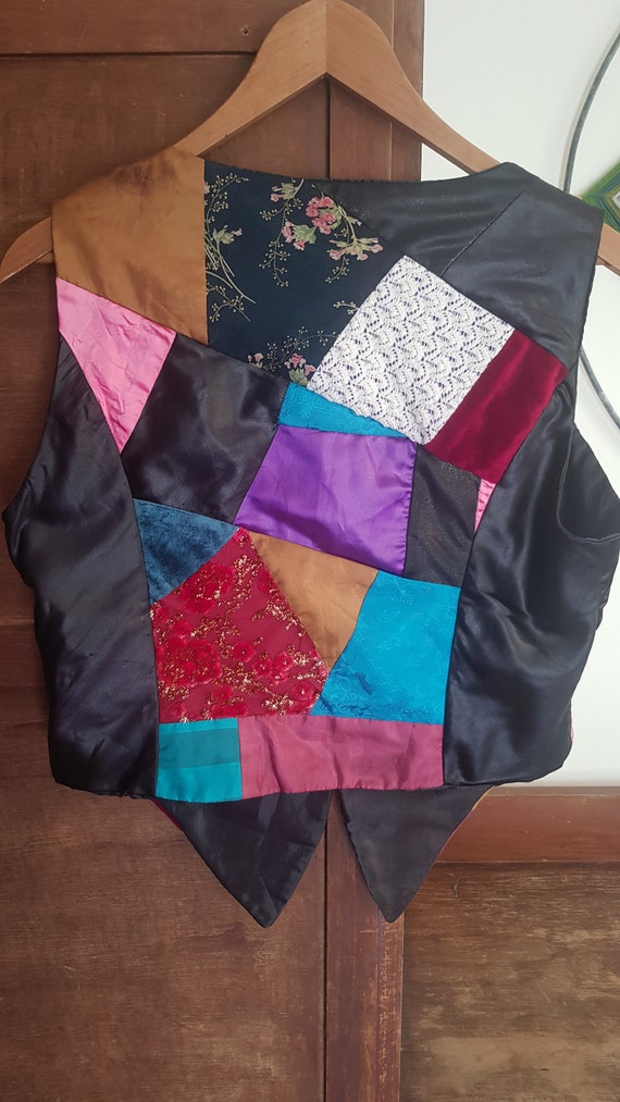 Vintage PATCHWORK GYPSY Vest // Texture Rich // Hippy… - Gem