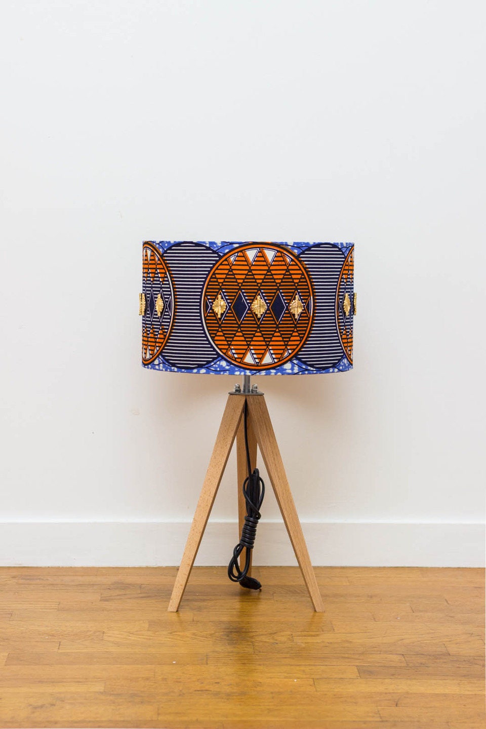 Table Lamp in Wax Printed Fabric Bedside or Desk Lamp With - Etsy UK