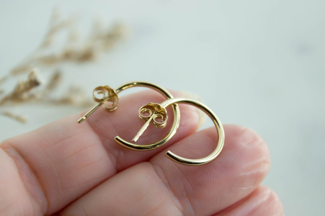 Small 14k Gold Hoop Earrings, Mini Gold Minimalist Earring Hoops, Gold ...