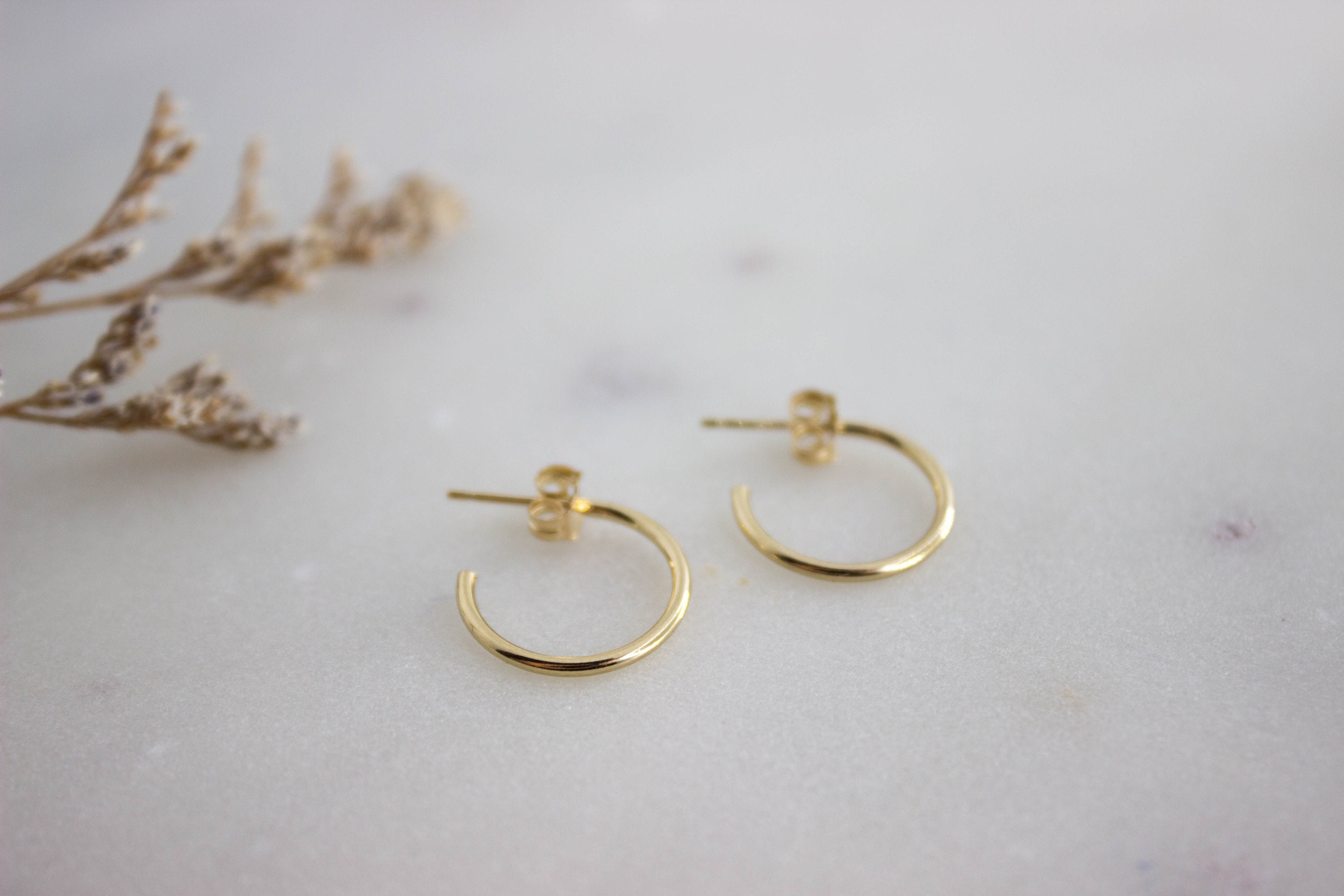 Small 14k Gold Hoop Earrings, Mini Gold Minimalist Earring Hoops, Gold ...