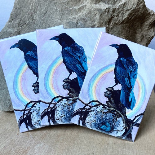 Raven Magnet Glass Mosaic | Etsy