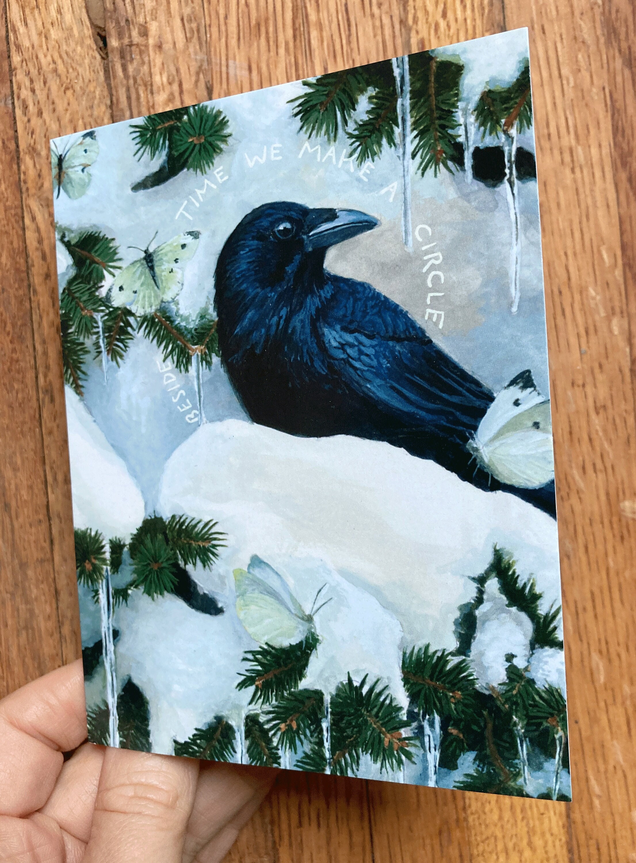 Crow in Snow Greeting Card - Etsy