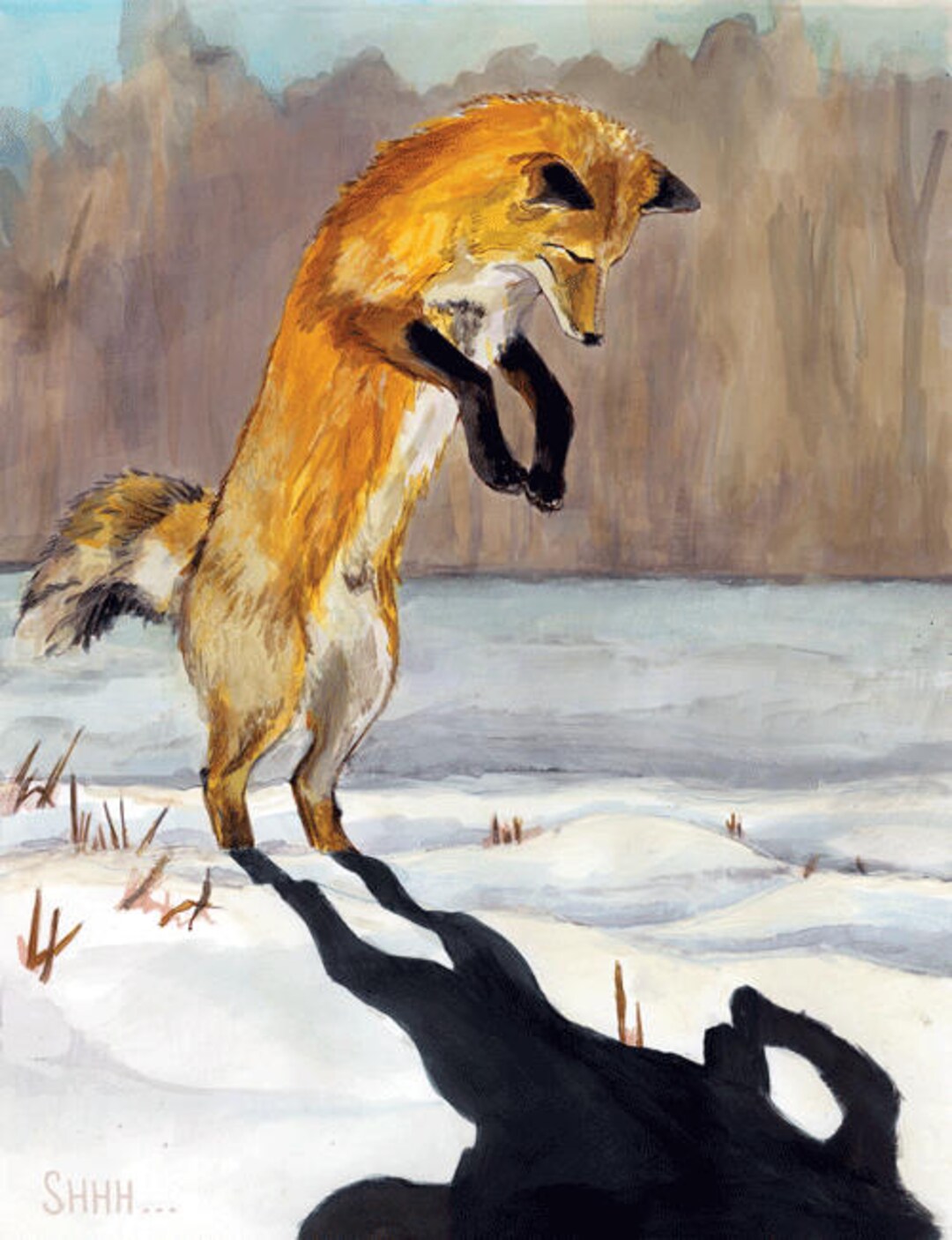 Fox & Shadow Print - Etsy