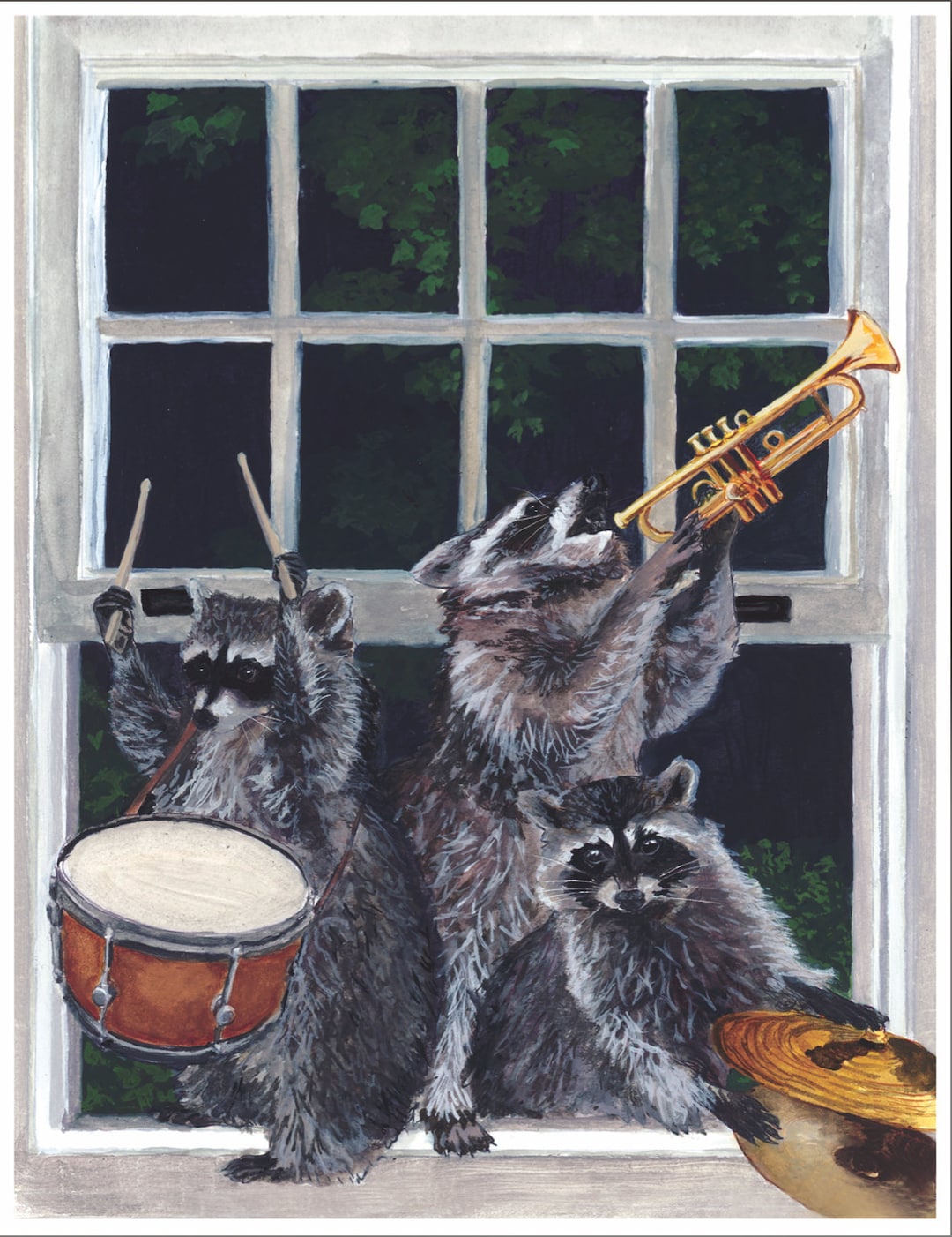 Raccoon Band Print - Etsy