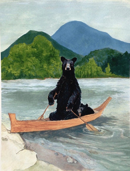 Bears in Boat Print | Etsy