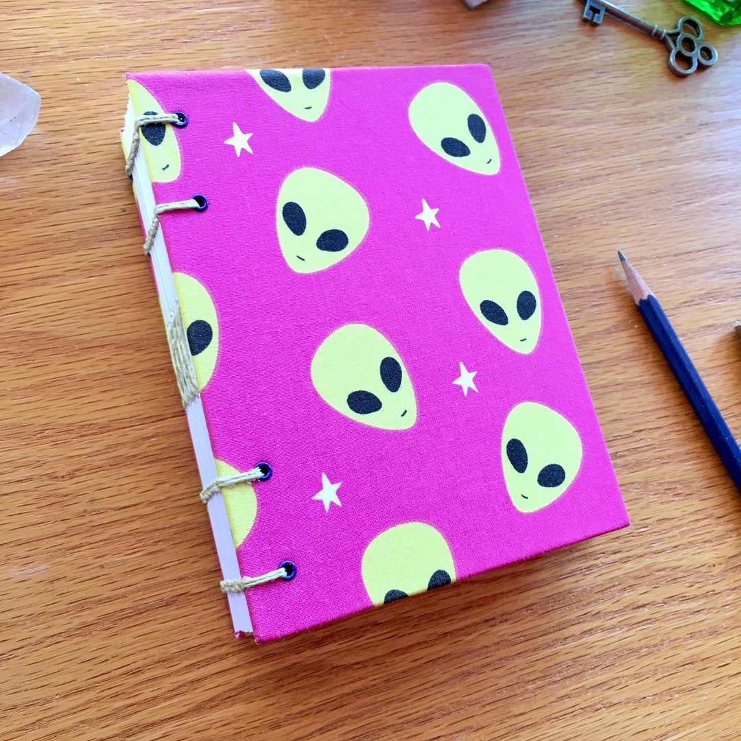 Handmade Journal, Handbound Sketchbook, Mixed Media Art Notebook, Alien ...