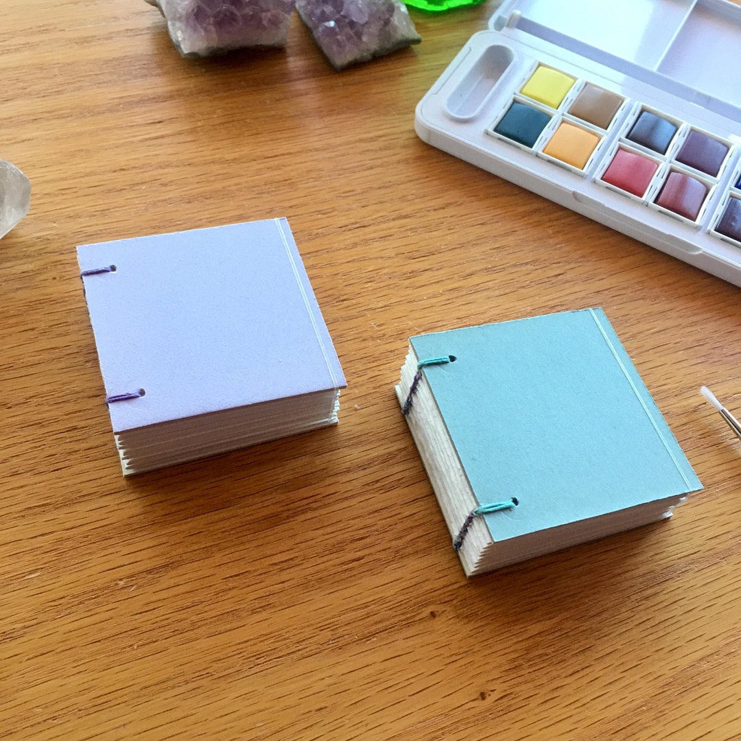 Handmade 2x2 Watercolor Book, Mixed Media Art Journal, Tiny Sketchbook ...
