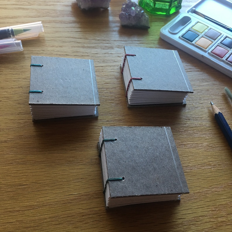 Handmade 2x2 Mixed Media Art Book, Handbound Tiny Sketchbook, Small ...