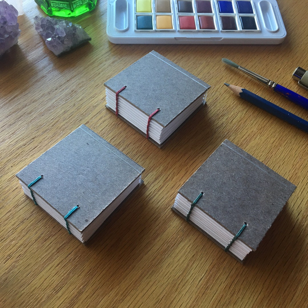 Handmade 2x2 Mixed Media Art Book, Handbound Tiny Sketchbook, Small ...