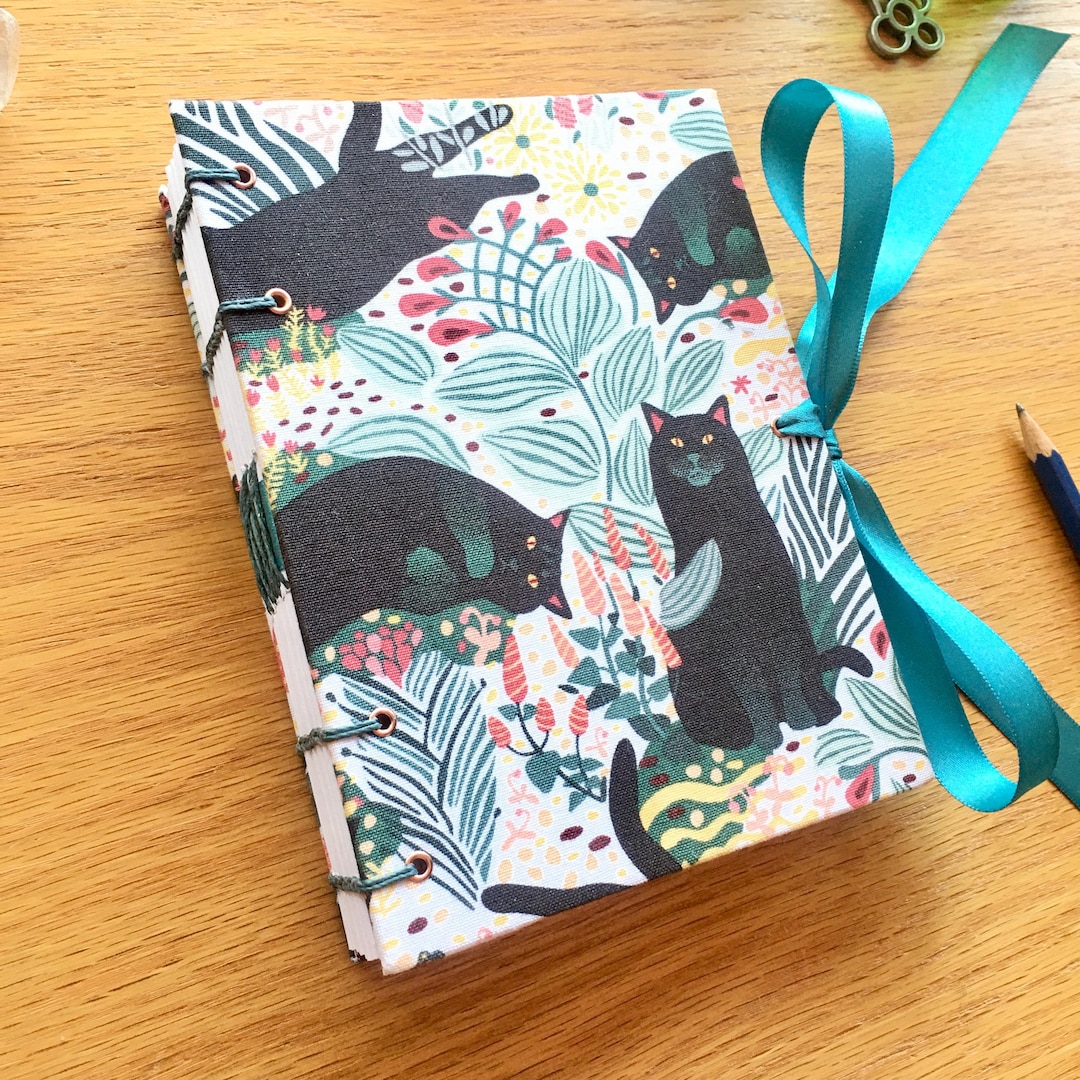 Handmade Garden Cat Journal, Handbound Sketchbook, Mixed Media Art ...