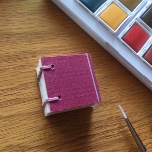 Handmade 1x1 Watercolor Book, Mixed Media Art Journal, Tiny Sketchbook ...