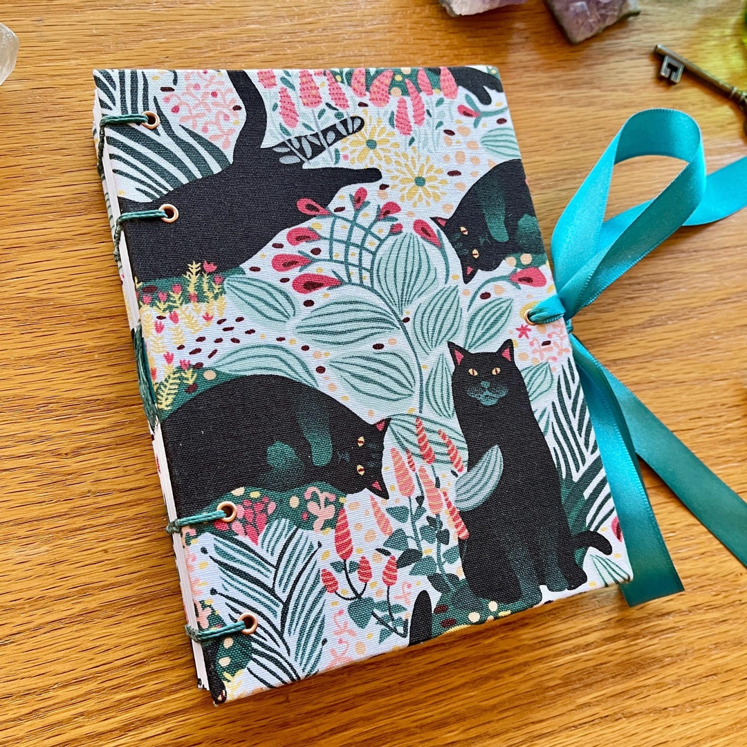 Handmade Garden Cat Journal, Handbound Sketchbook, Mixed Media Art ...