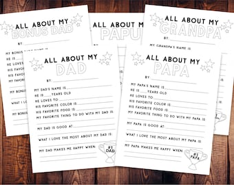 INSTANT DOWNLOAD Father's Day Printable All About My - Etsy