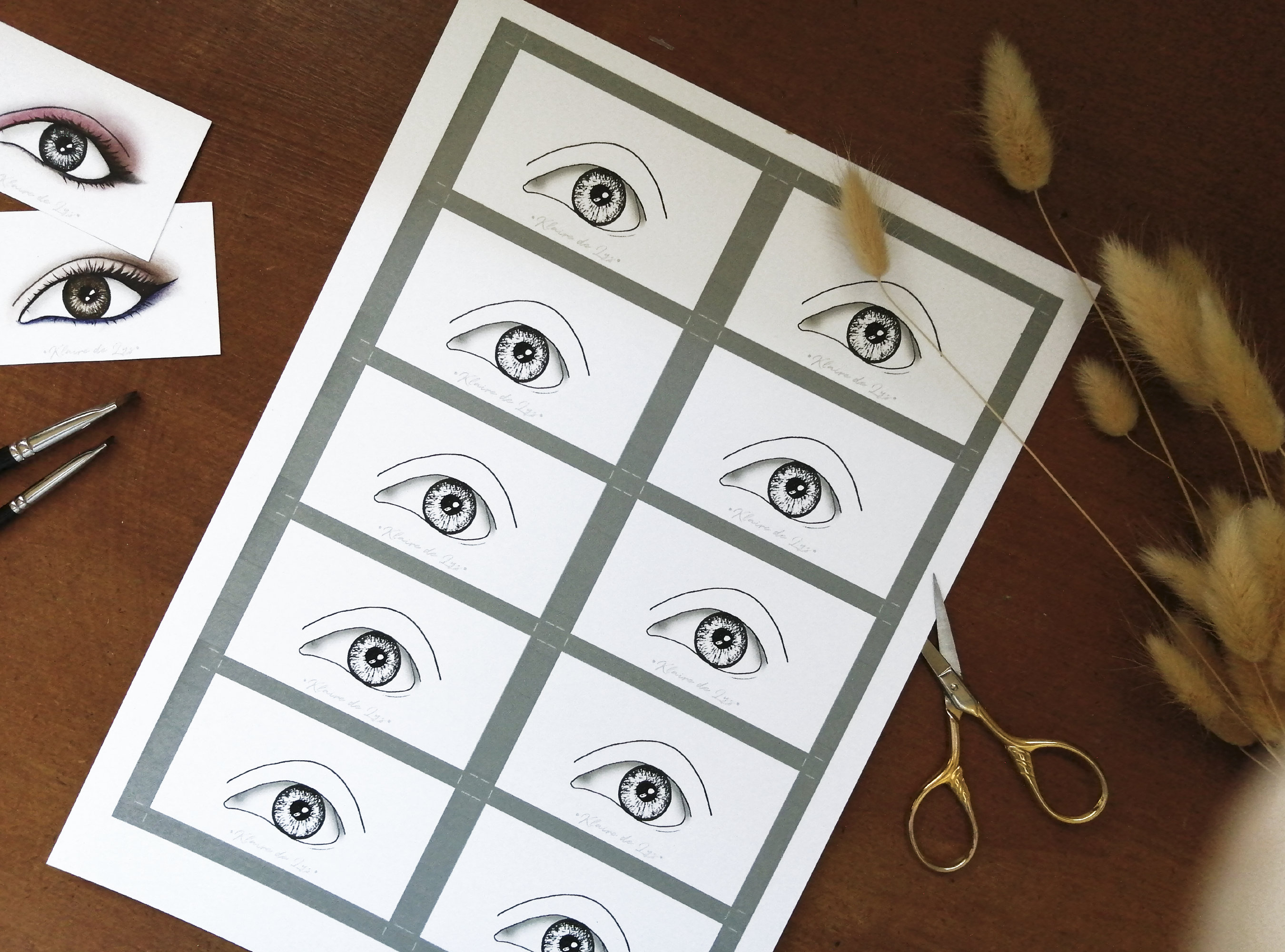 Eye Makeup Cards/ Face Charts - Large Eyes - Set of X10 - Etsy