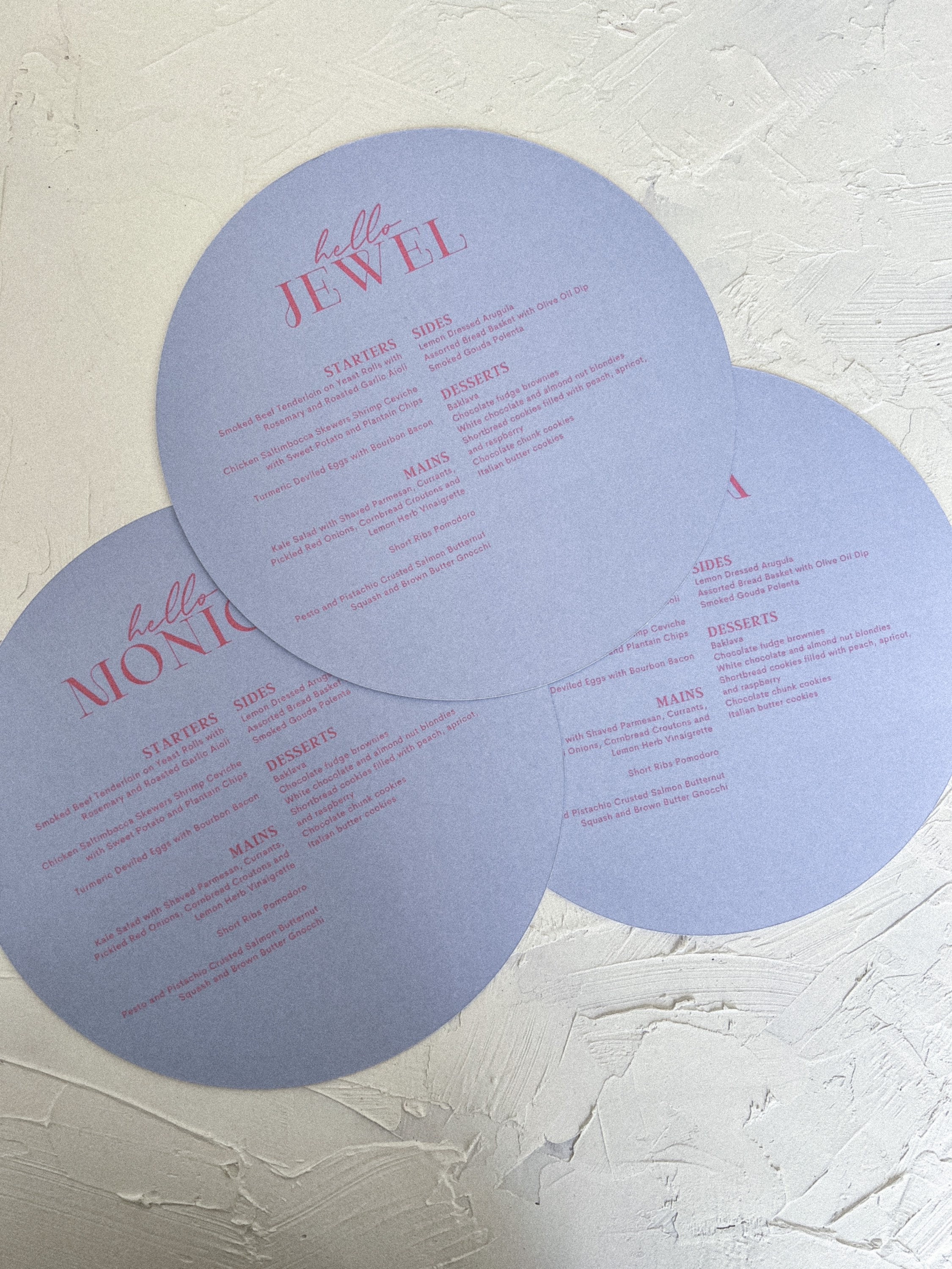 Round Menu Card - Etsy