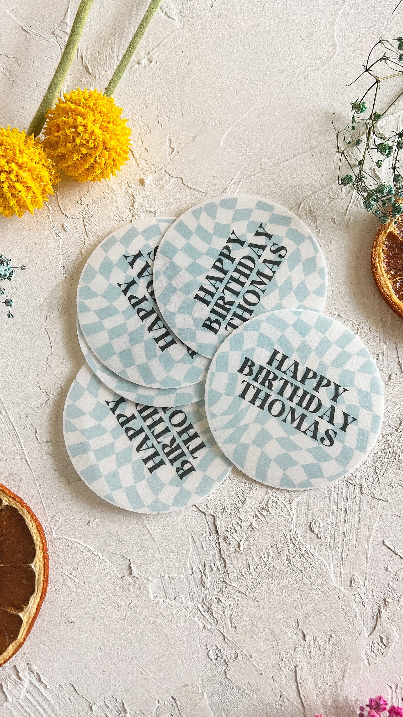 Checker Birthday Edible Drink Toppers Cocktail Toppers - Etsy