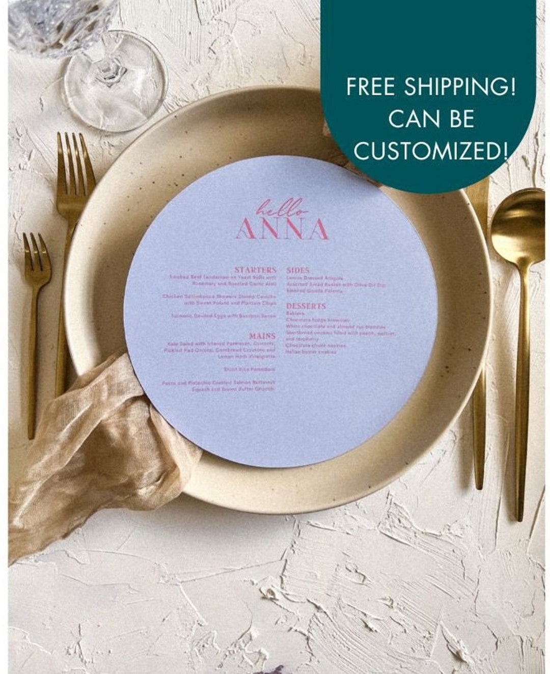 Round Menu Card - Etsy