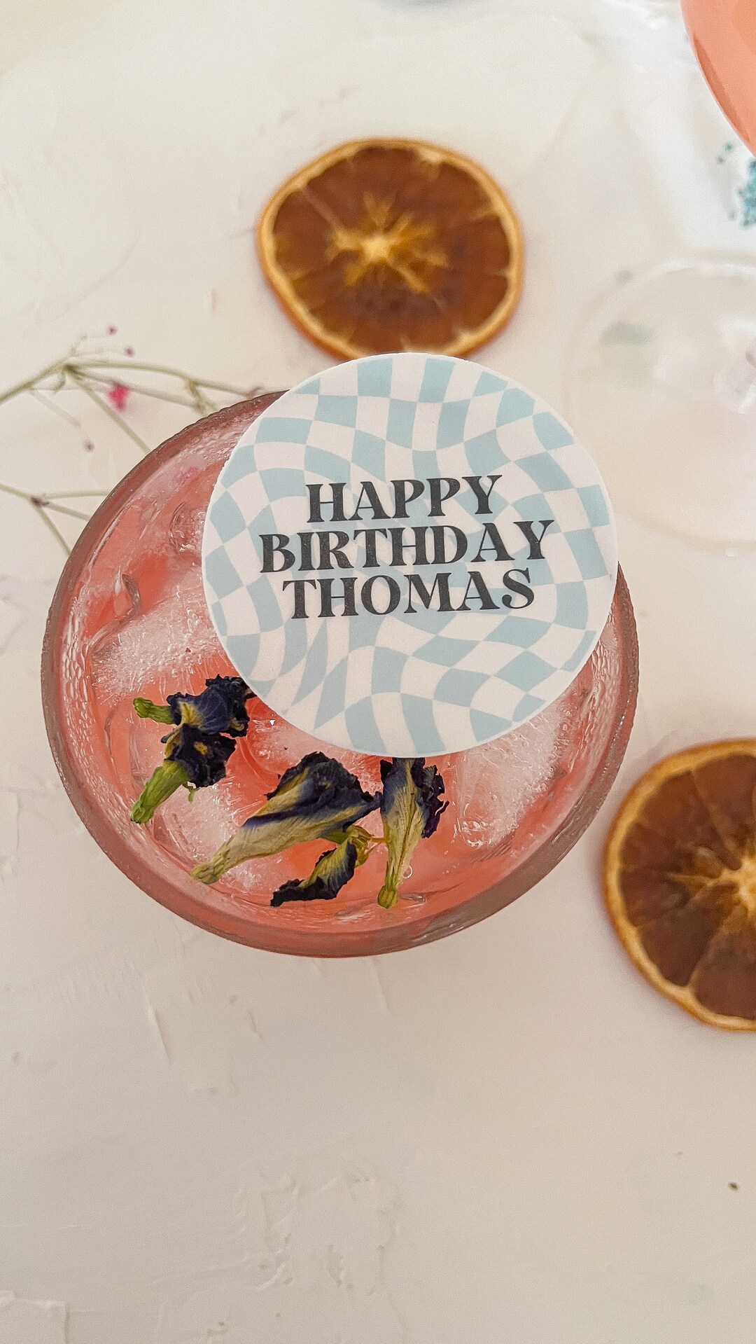 Checker Birthday Edible Drink Toppers | Cocktail Toppers, Theme ...