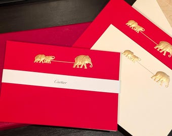 CARTIER STATIONERY SET of 9 Note Cards With Gold Imprint Panther Decor ...