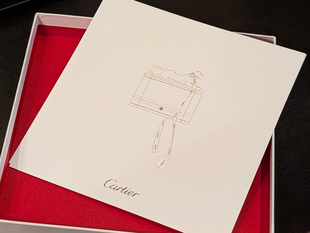 Cartier Note Cards, Set of 10 Gold Imprint Panther + Box Design With ...