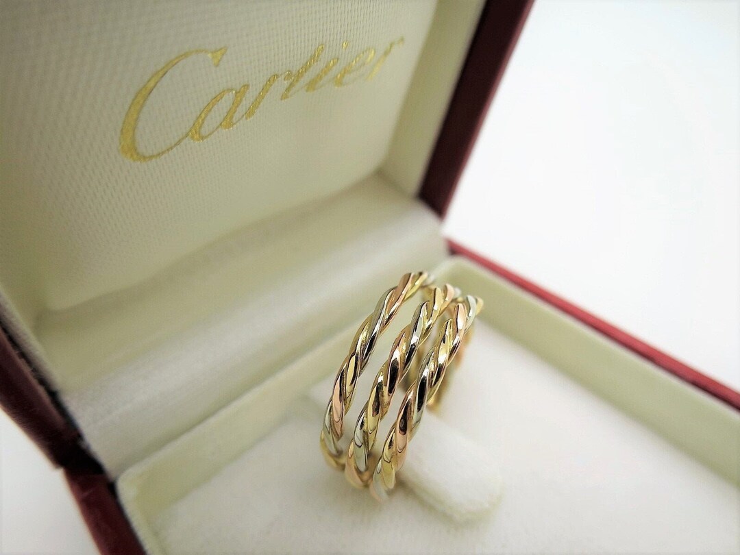 Size 6 CARTIER Vintage Trinity Ring a Wide 3-band 18kt Gold Stacking ...