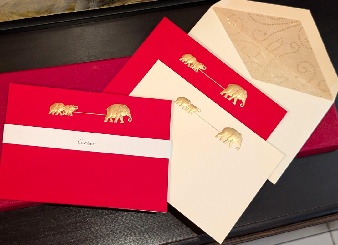 Rare Edition CARTIER Stationery Set of 10 Note Cards W 24kt Gold Decor ...