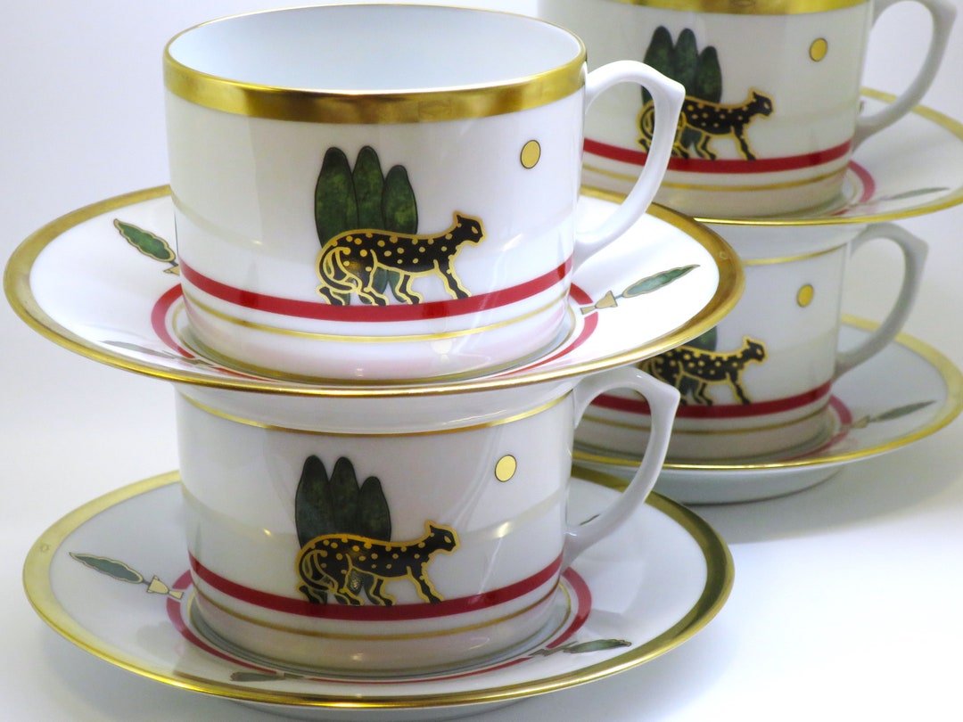 CARTIER BREAKFAST CUPS Set of 4 Coffee or Tea Size and Saucers in ...