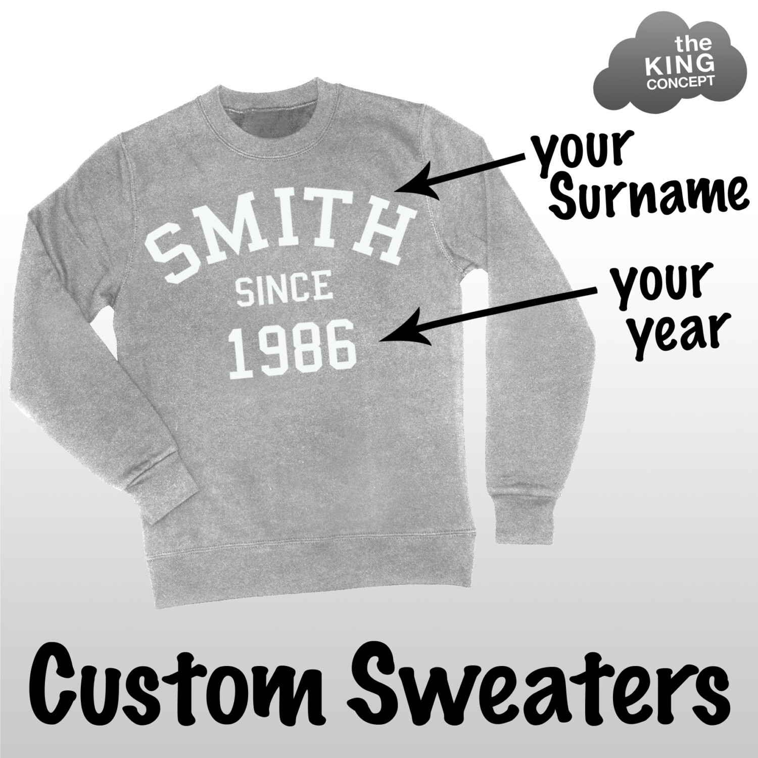 Custom Sweatshirt Personalised Jumper Sweater Pullover Your - Etsy