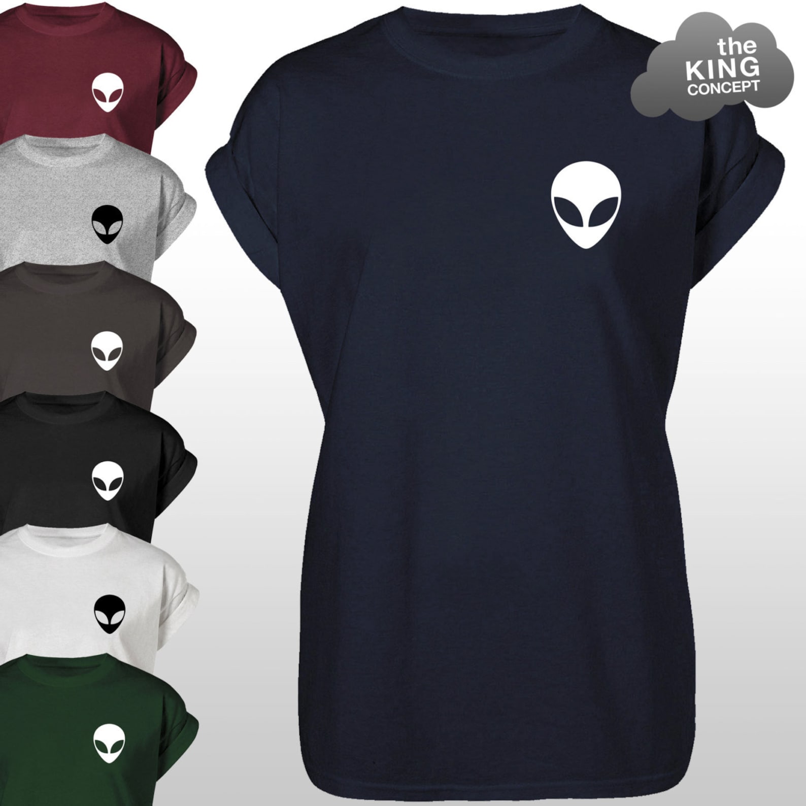 Alien Head T-shirt Top Tee Alian UFO Space Grunge Pocket - Etsy UK