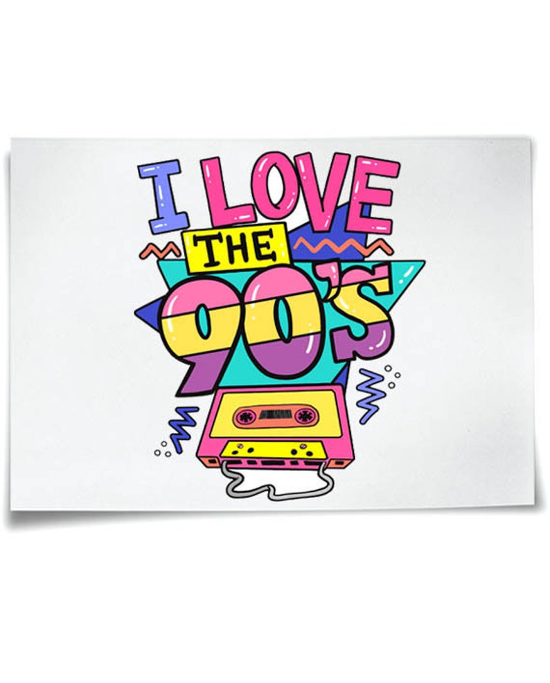 I Love the 90's Iron on T-shirt Transfer Tshirt Sticker Back to 1990s ...