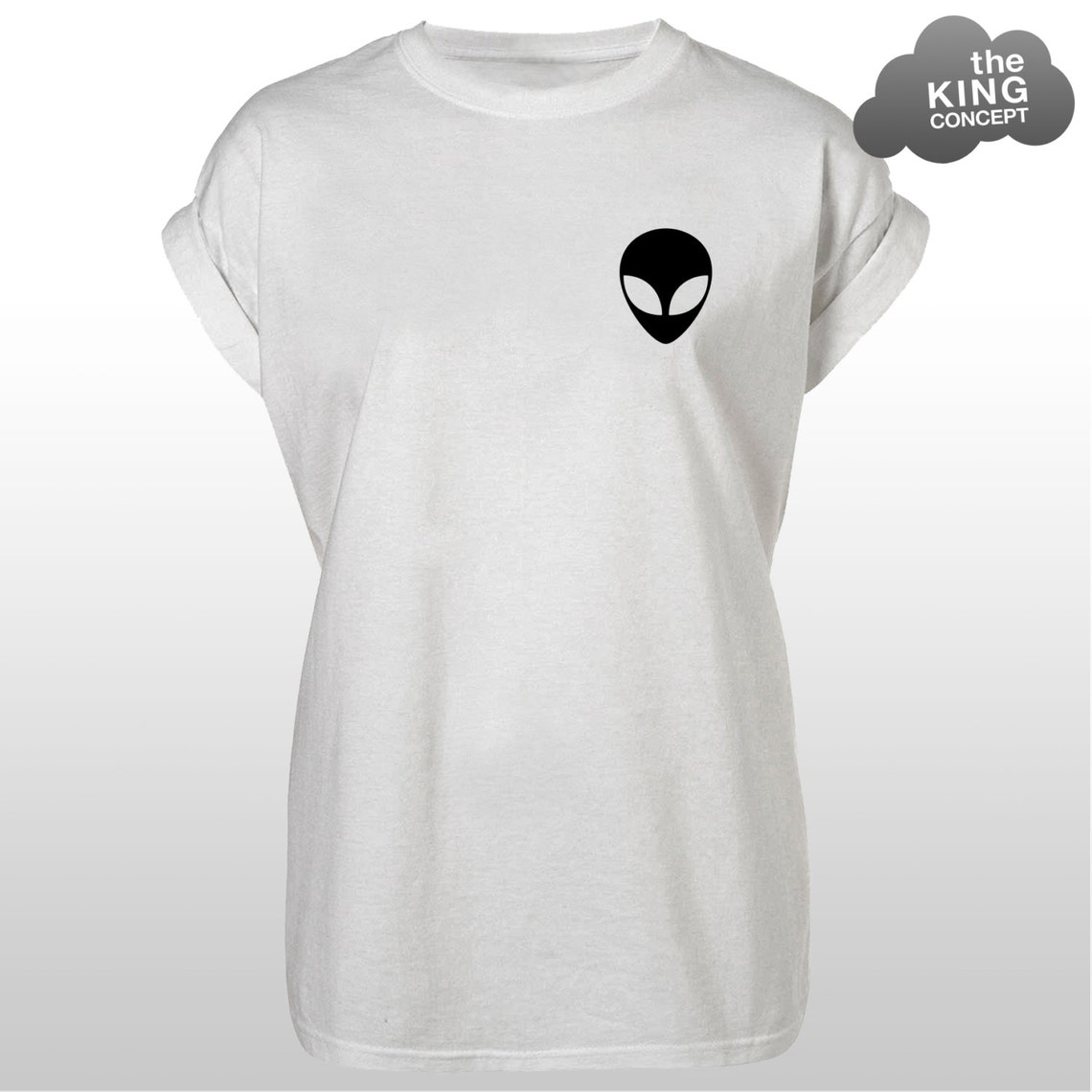 Alien Head T-shirt Top Tee Alian UFO Space Grunge Pocket - Etsy UK