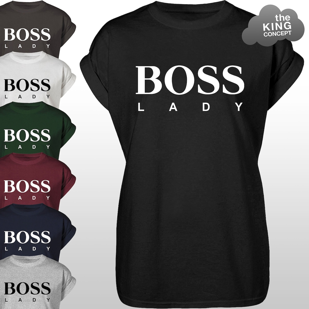 BOSS Lady T-Shirt Shirt Feminist Top Womens Wife Mum Slogan Tee Regalo ...