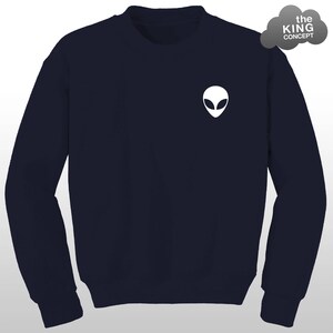 Alien Head Sweater Top Sweatshirt Jumper Alian UFO Space Grunge Pocket ...