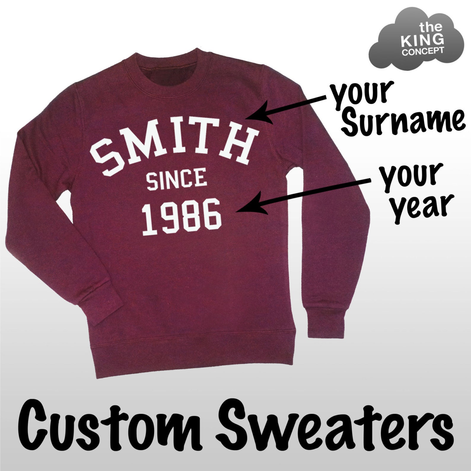 Custom Sweatshirt Personalised Jumper Sweater Pullover Your - Etsy