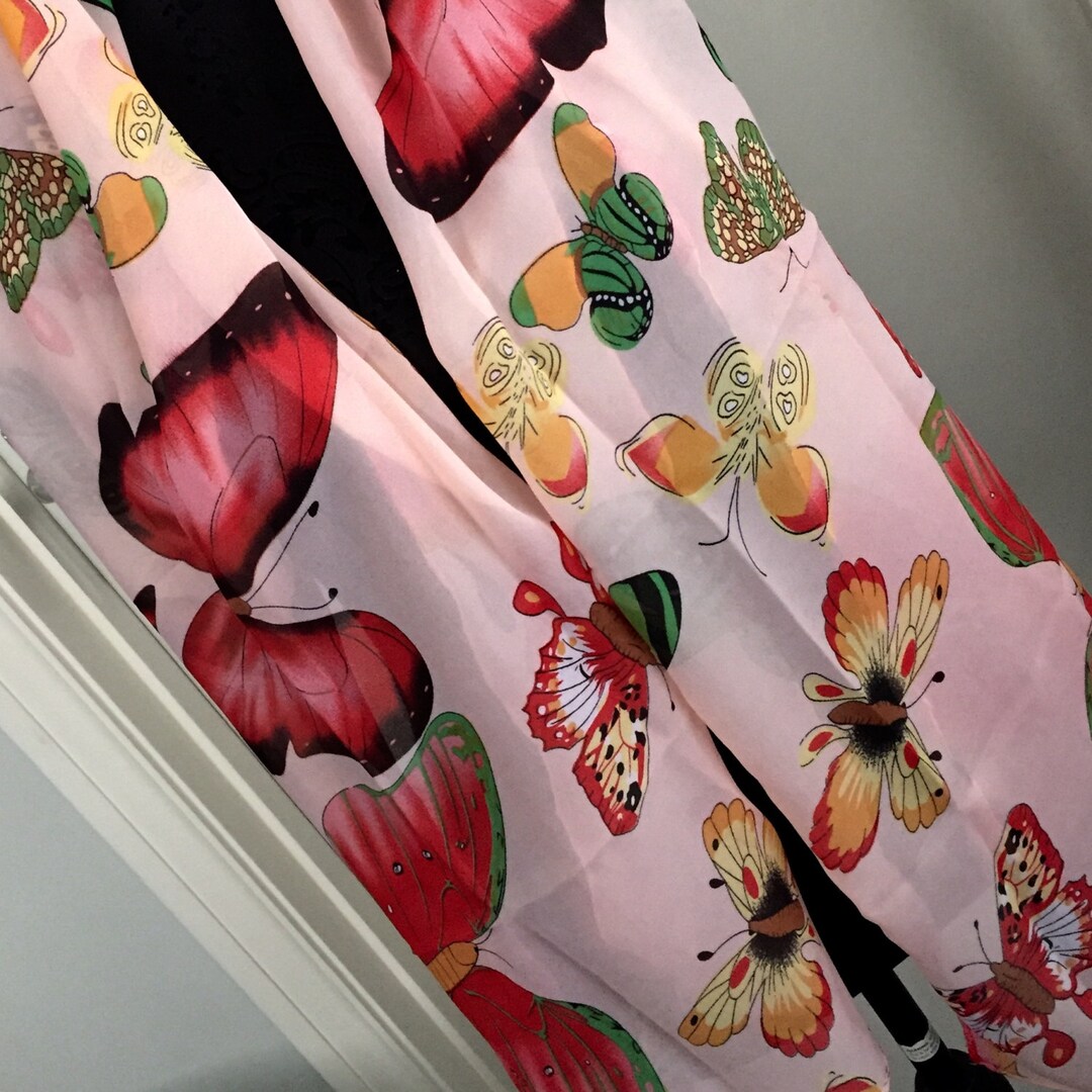 Butterflies Butterfly Pink Peach Black Green Yellow Orange White Multi ...