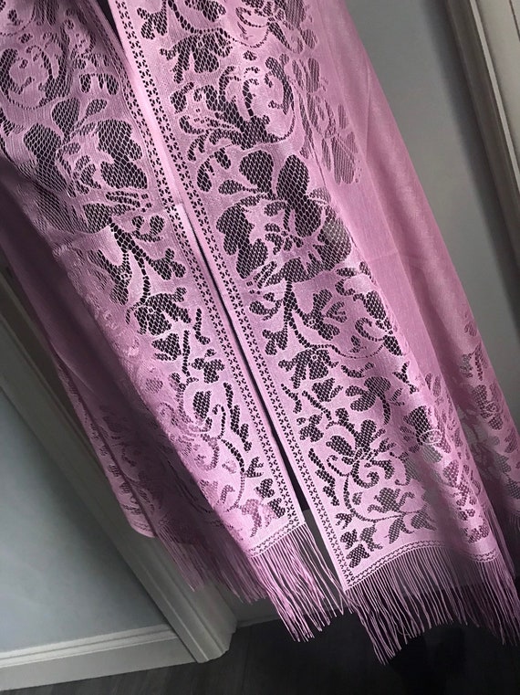 Shawl Scarf scarves wrap cover up Fichu pink flower lace | Etsy