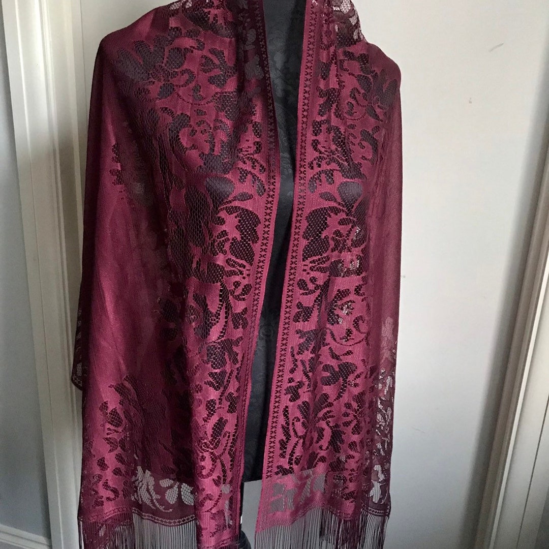 Shawl Scarf Scarves Wrap Cover up Fichu Burgundy Red Wine Rust - Etsy