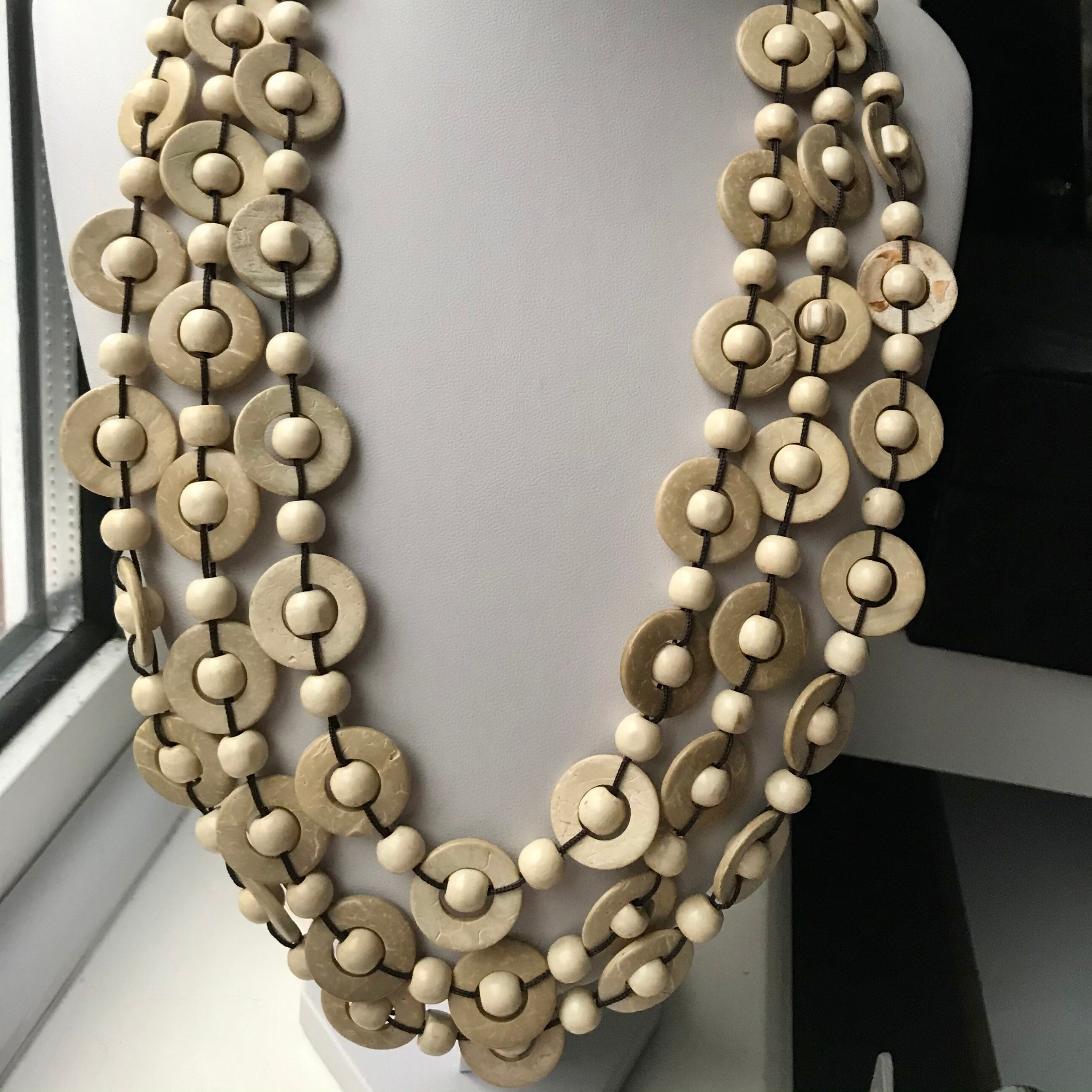 Statement Boho Drop Bib Fashion Modern Necklace Wood White | Etsy