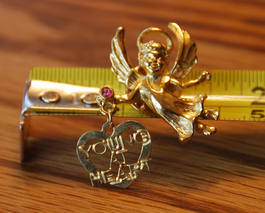 Vintage Ballou Gold Tone Figural Guardian Cherub - Angel Lapel Tie Tac ...