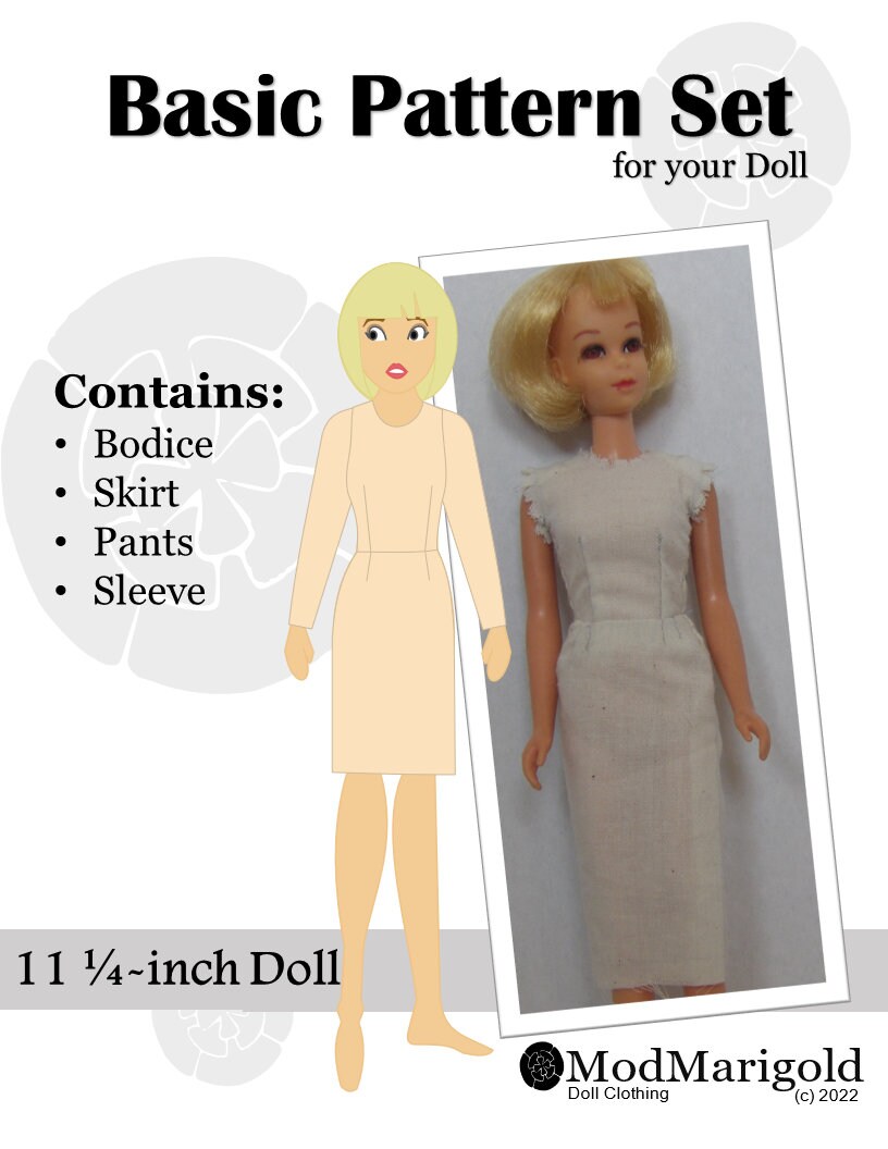 11 1/4-inch Fashion Doll Basic Pattern Set by Modmarigold Fits Dolls ...