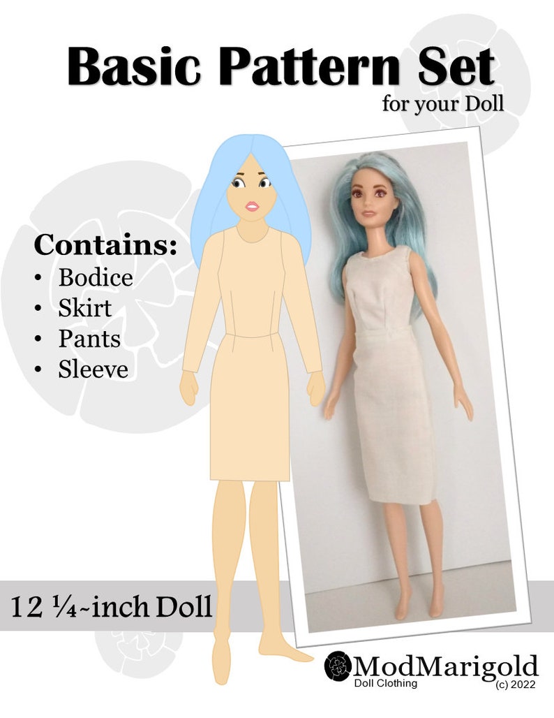 12 1/4-inch Fashion Doll (tall) Basic Pattern Set by Modmarigold- Fits ...