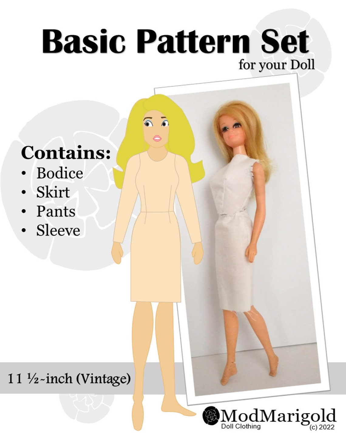 11 1/2-inch Fashion Doll (vintage) Basic Pattern Set by Modmarigold ...