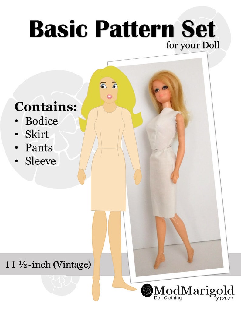 11 1/2-inch Fashion Doll (vintage) Basic Pattern Set by Modmarigold ...