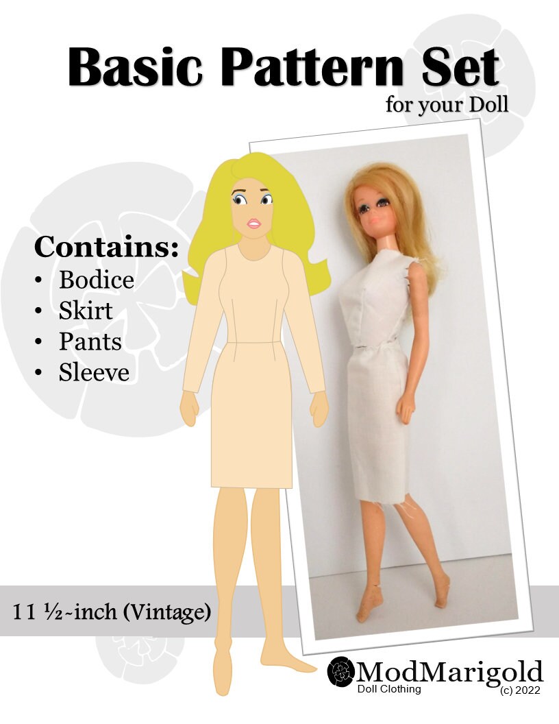 11 1/2-inch Fashion Doll (vintage) Basic Pattern Set by Modmarigold ...
