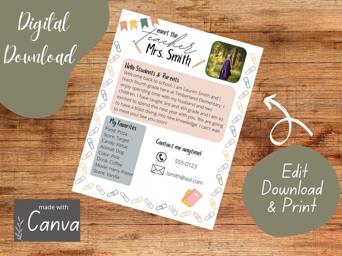 Meet the Teacher Editable Instant Download | Meet the Teacher Template ...