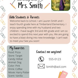 Meet the Teacher Editable Instant Download | Meet the Teacher Template ...
