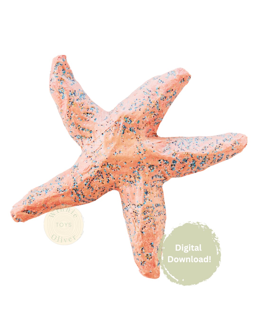 Original Starfish Paper Mache Acrylic Pointillism Digital Download Art ...