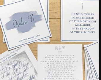 Psalm 91 Scripture Memory Verse Cards With Simple and Cute Florals ...